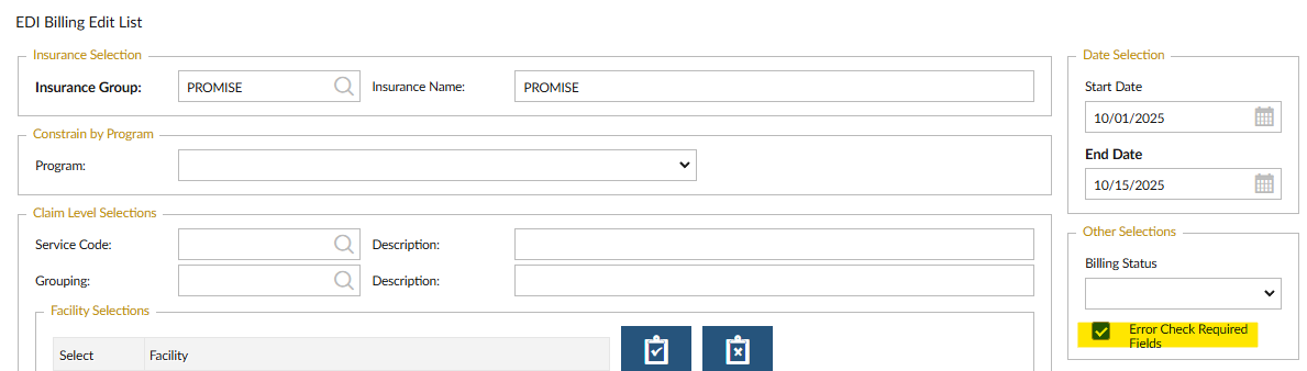 Error Check Required Billing Fields